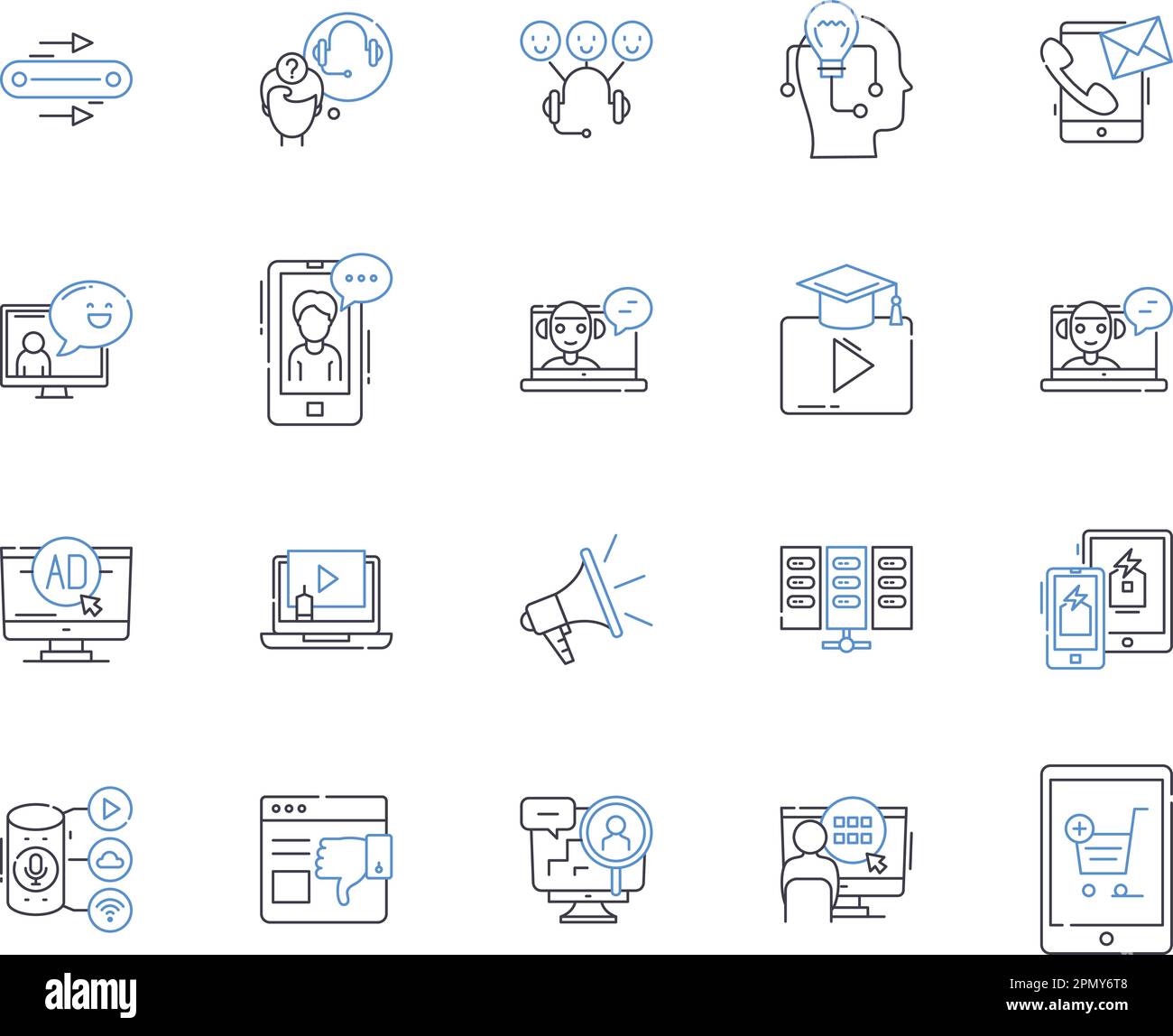 Audio devices outline icons collection. Speakers, Microphones ...