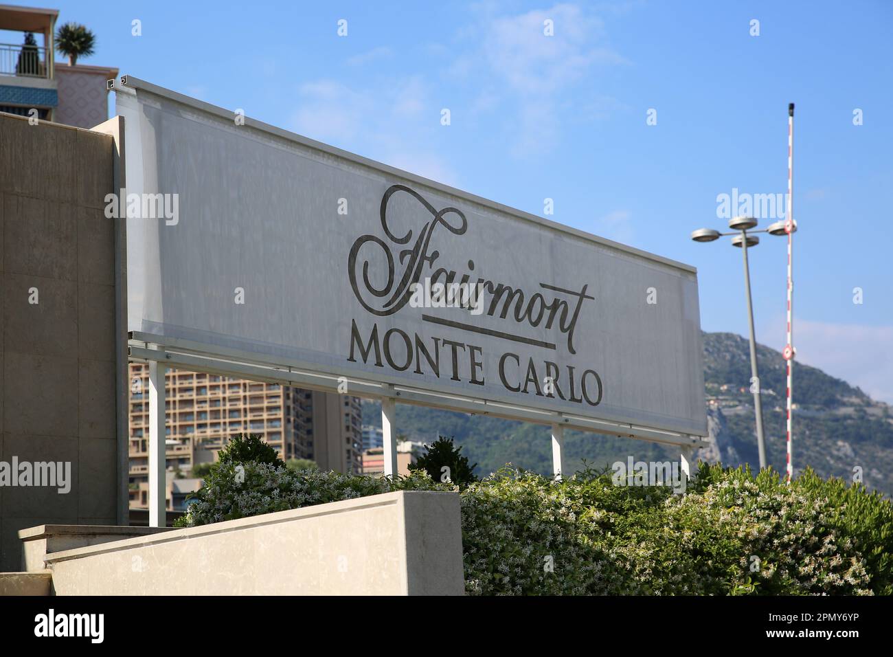 Monte-Carlo, Monaco - May 17, 2016: "Fairmont Monte-Carlo" sign ...
