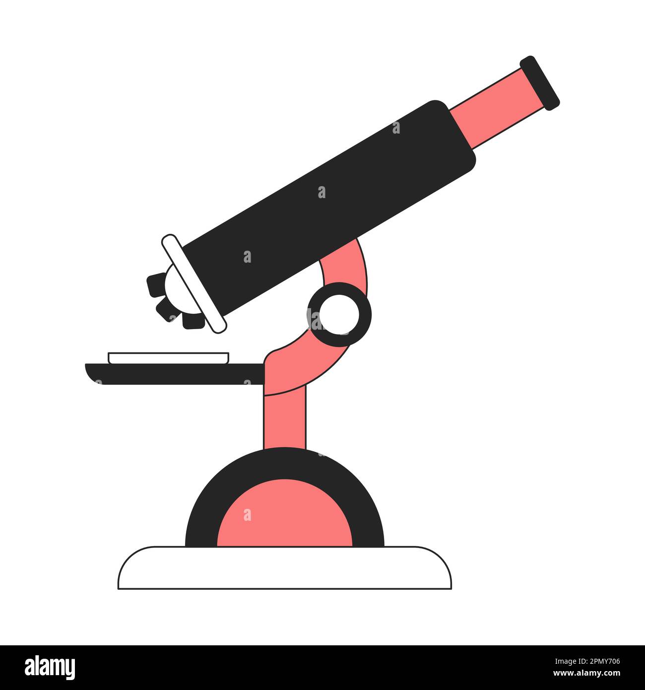 Professional Laboratory Microscope Flat Line Color Vector Object Stock
