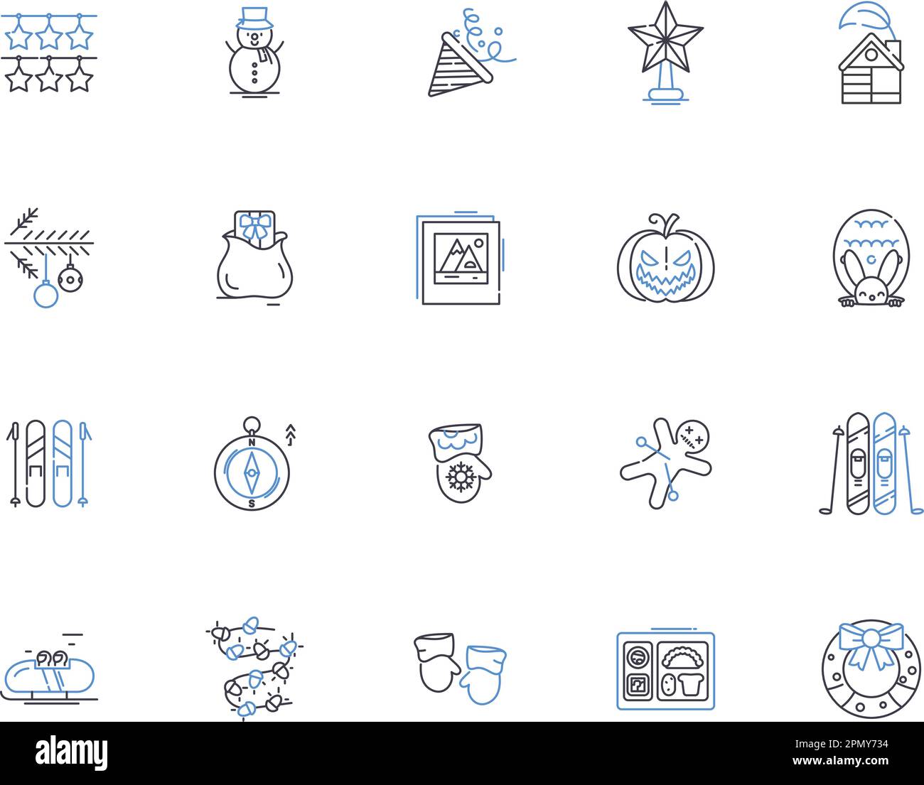 Winter outline icons collection. Snow, Sleet, Cold, Ice, Frost, Chill ...