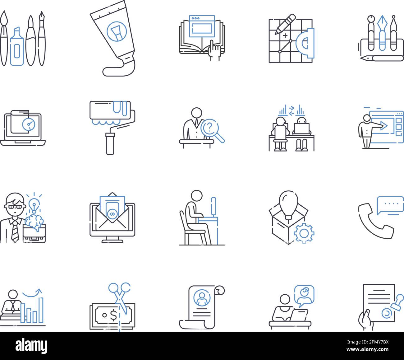 Business workflow outline icons collection. Management, Automation ... Business workflow outline icons collection. Management, Automation ...