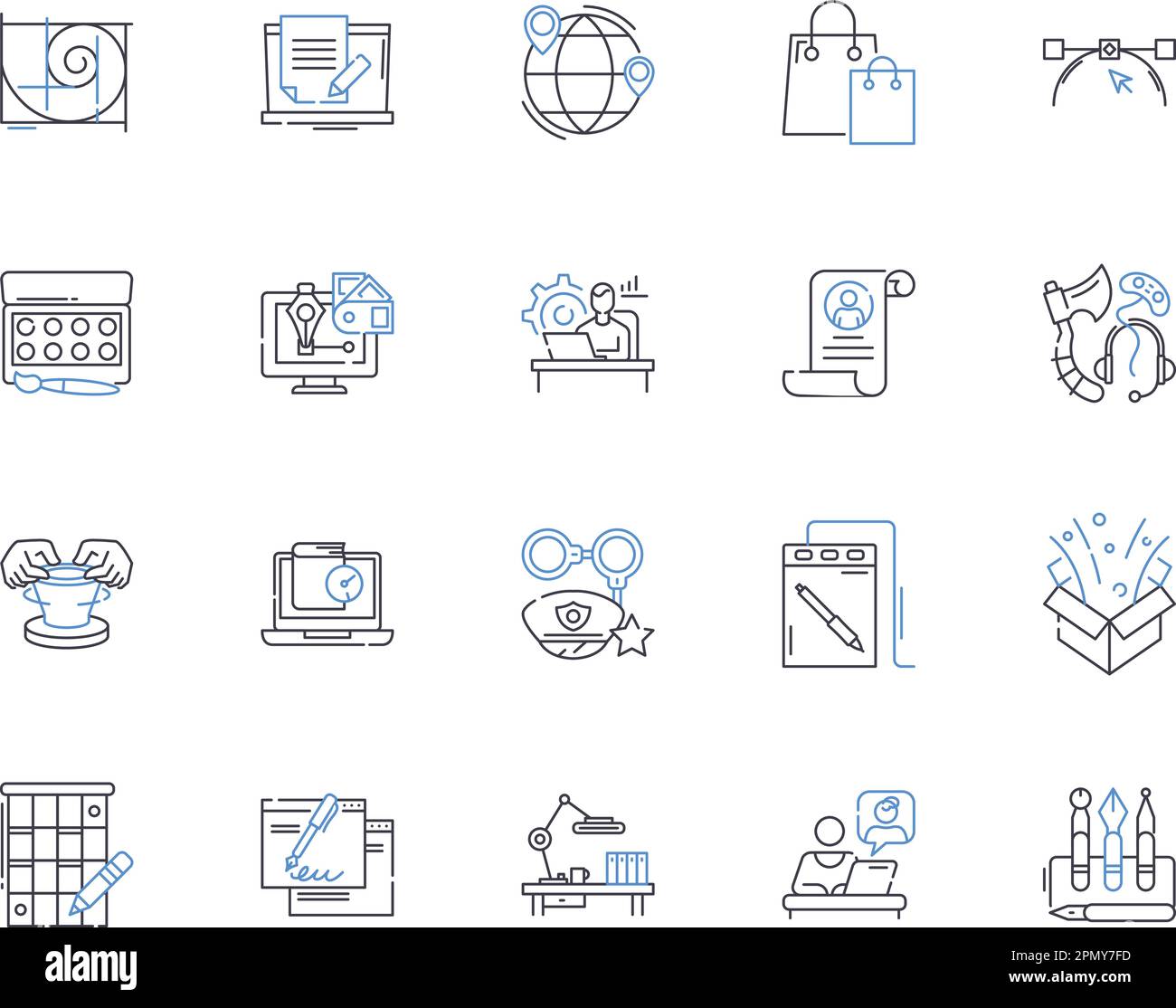 Freelance and professions outline icons collection. Freelance ...