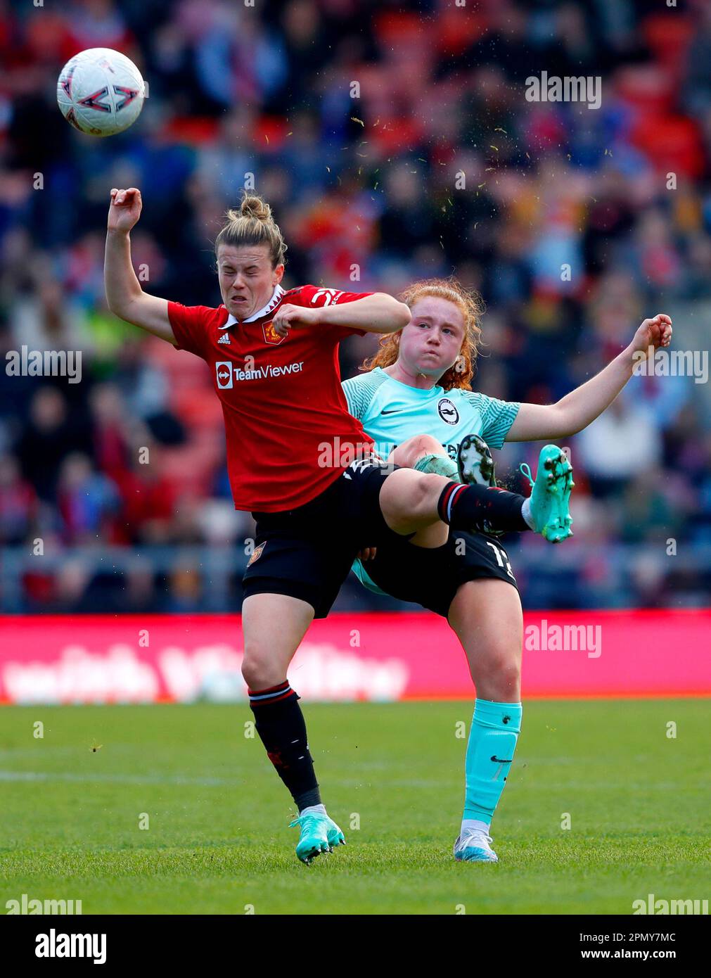 Manchester United's Hayley Ladd (left) and Brighton and Hove Albion's ...