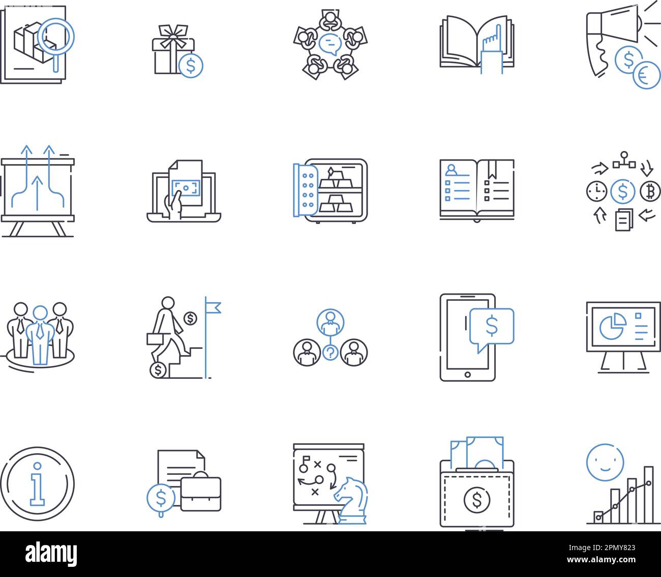 Stocks and bonds outline icons collection. stocks, bonds, investment ...