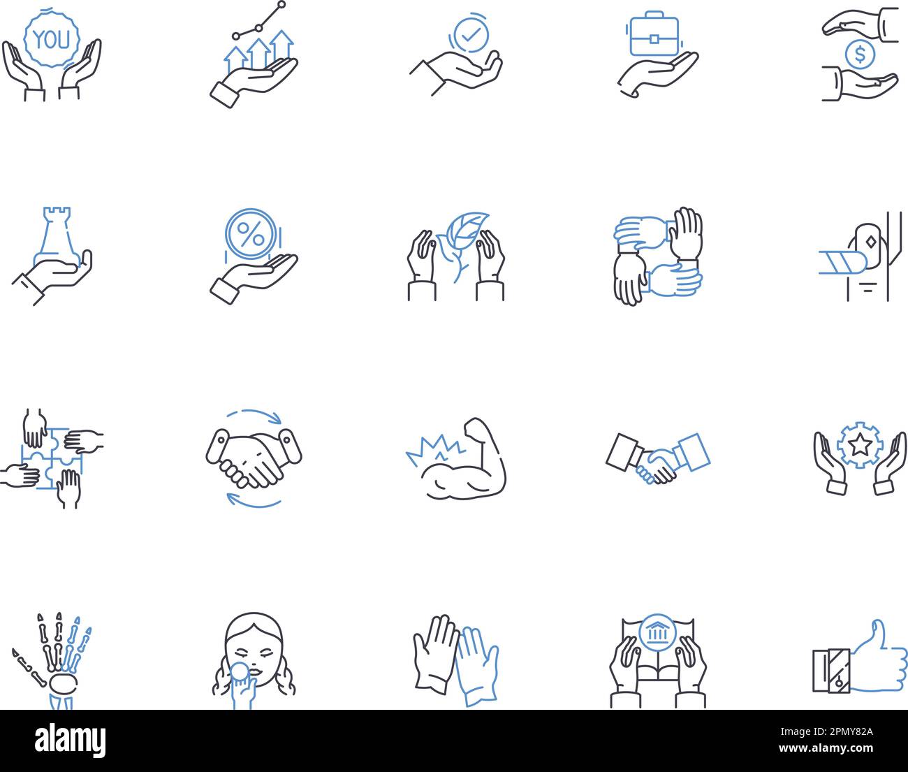Hand gesture outline icons collection. gesticulating, waving, pointing ...