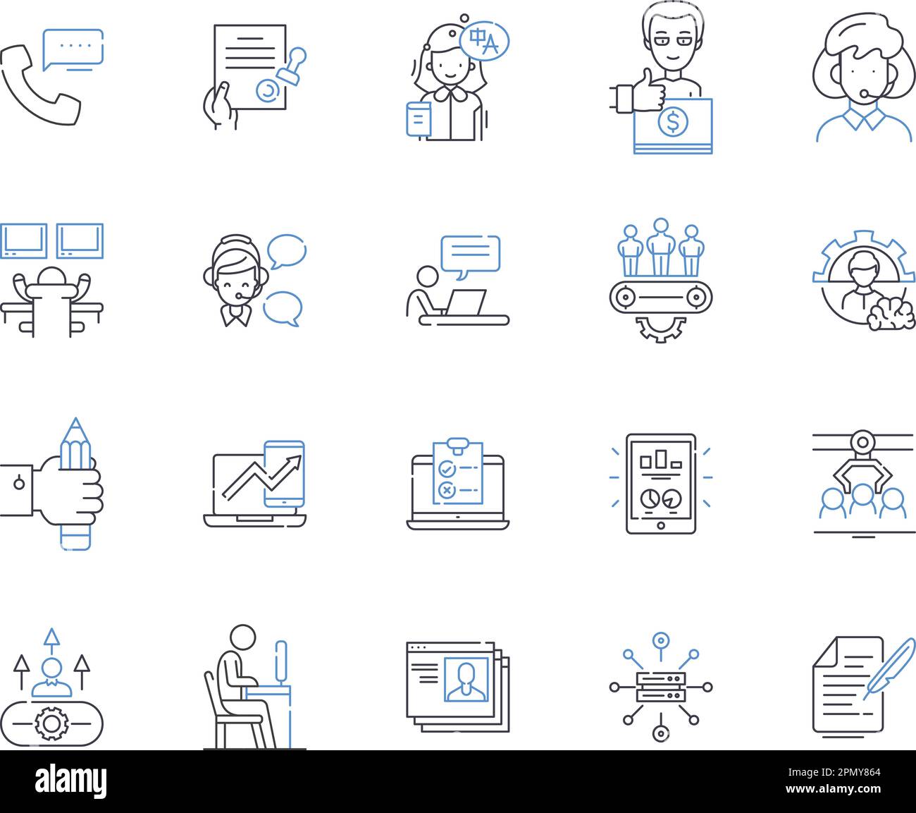 Working Management Outline Icons Collection Workforce Management