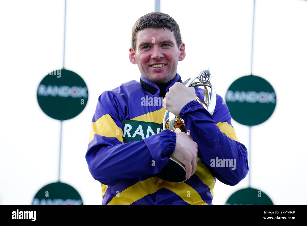 Jockey Derek Fox who rode Corach Rambler celebrates after wining the ...