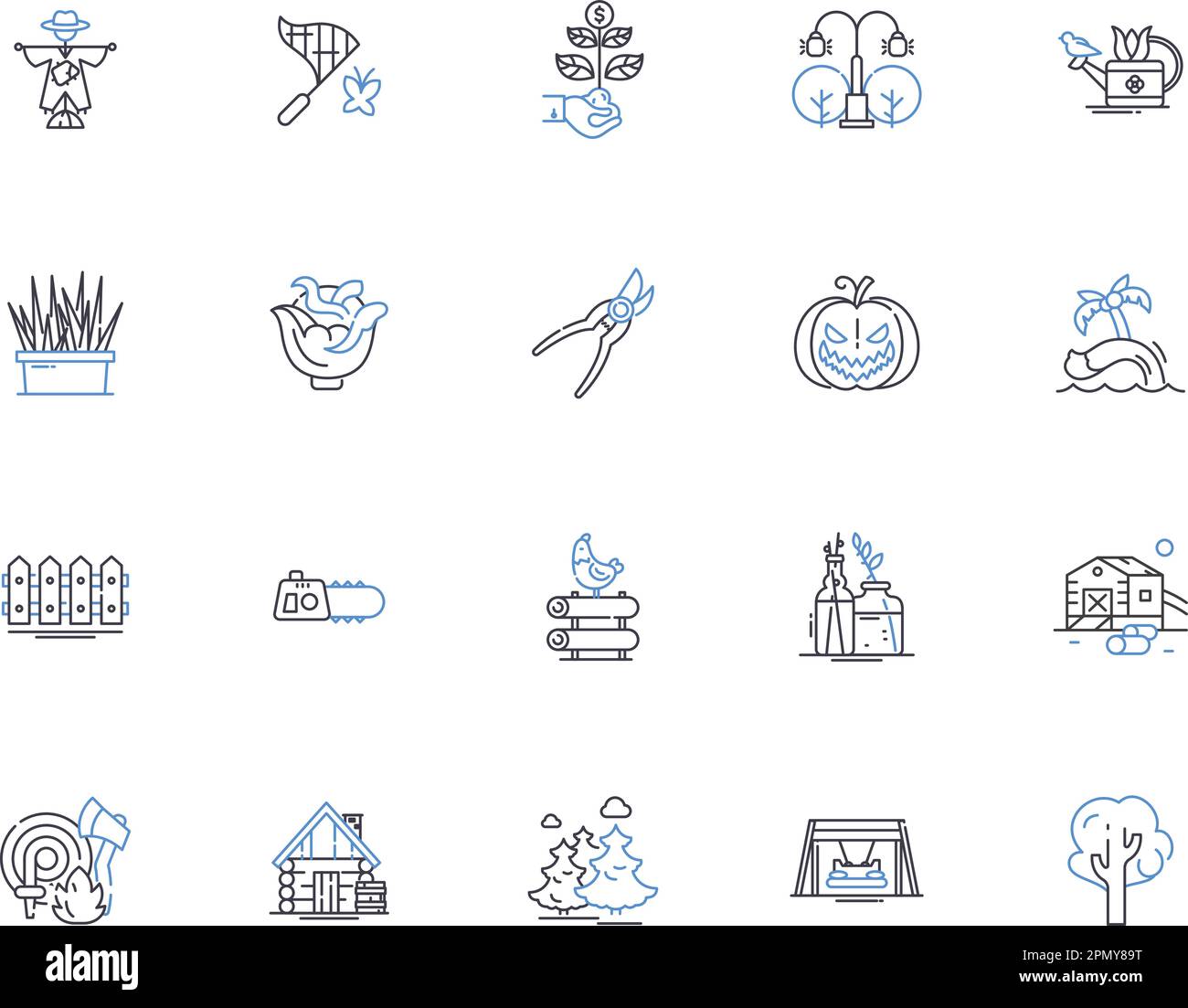 Horticulture outline icons collection. horticulture, gardening ...
