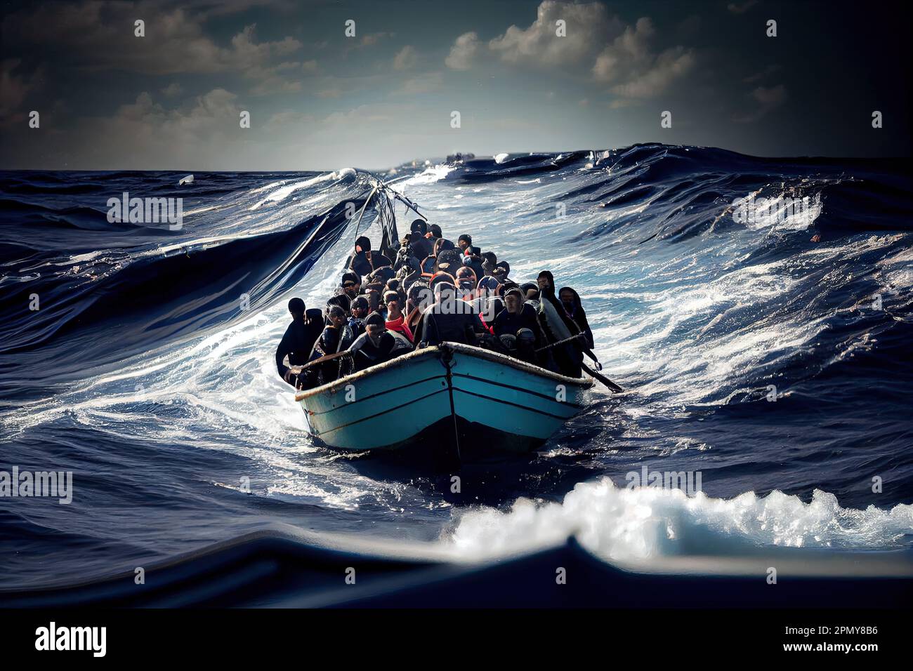 Migrant boat crossing hi-res stock photography and images - Alamy