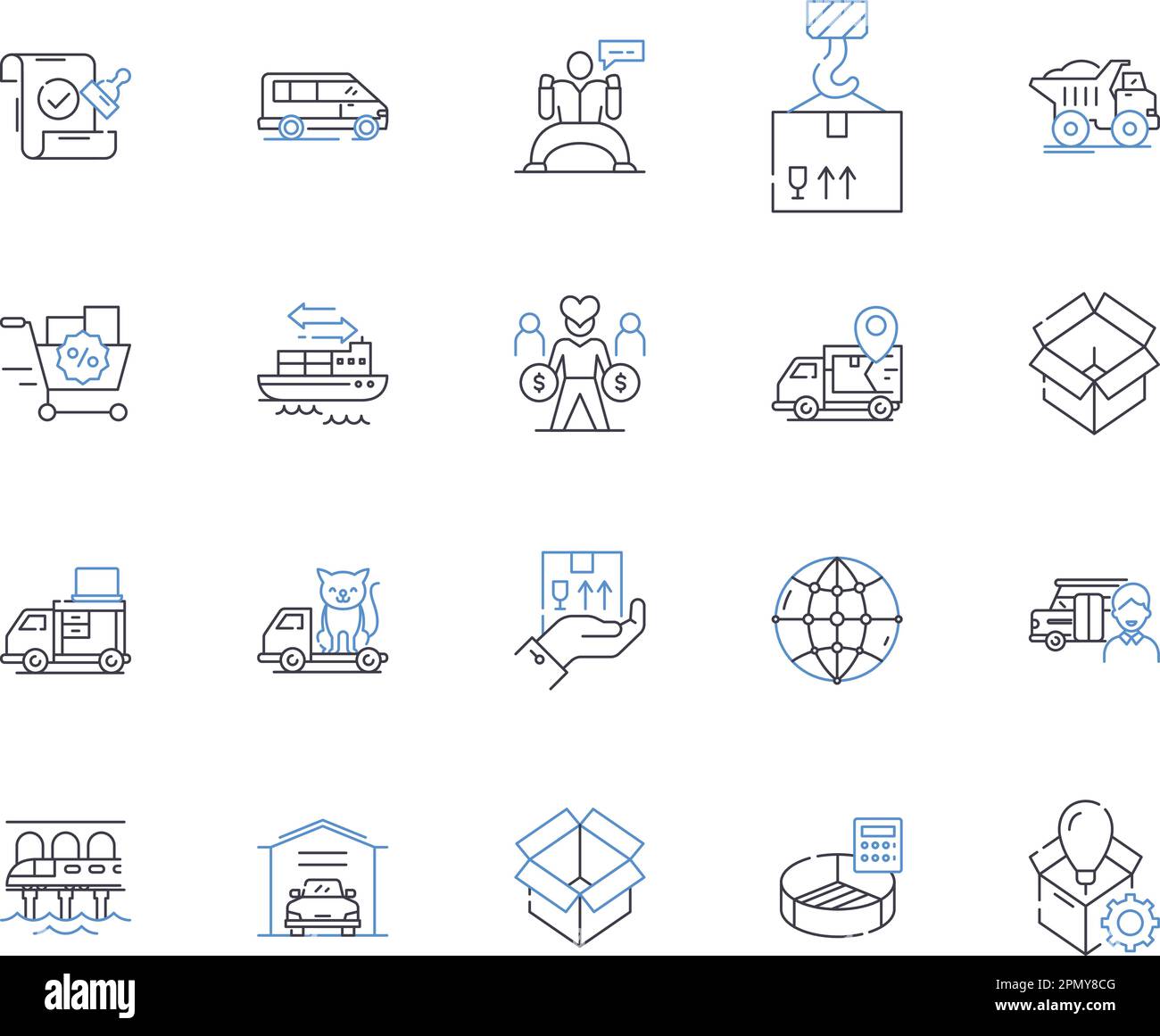 Transportation management outline icons collection. Shipping, Logistics ...