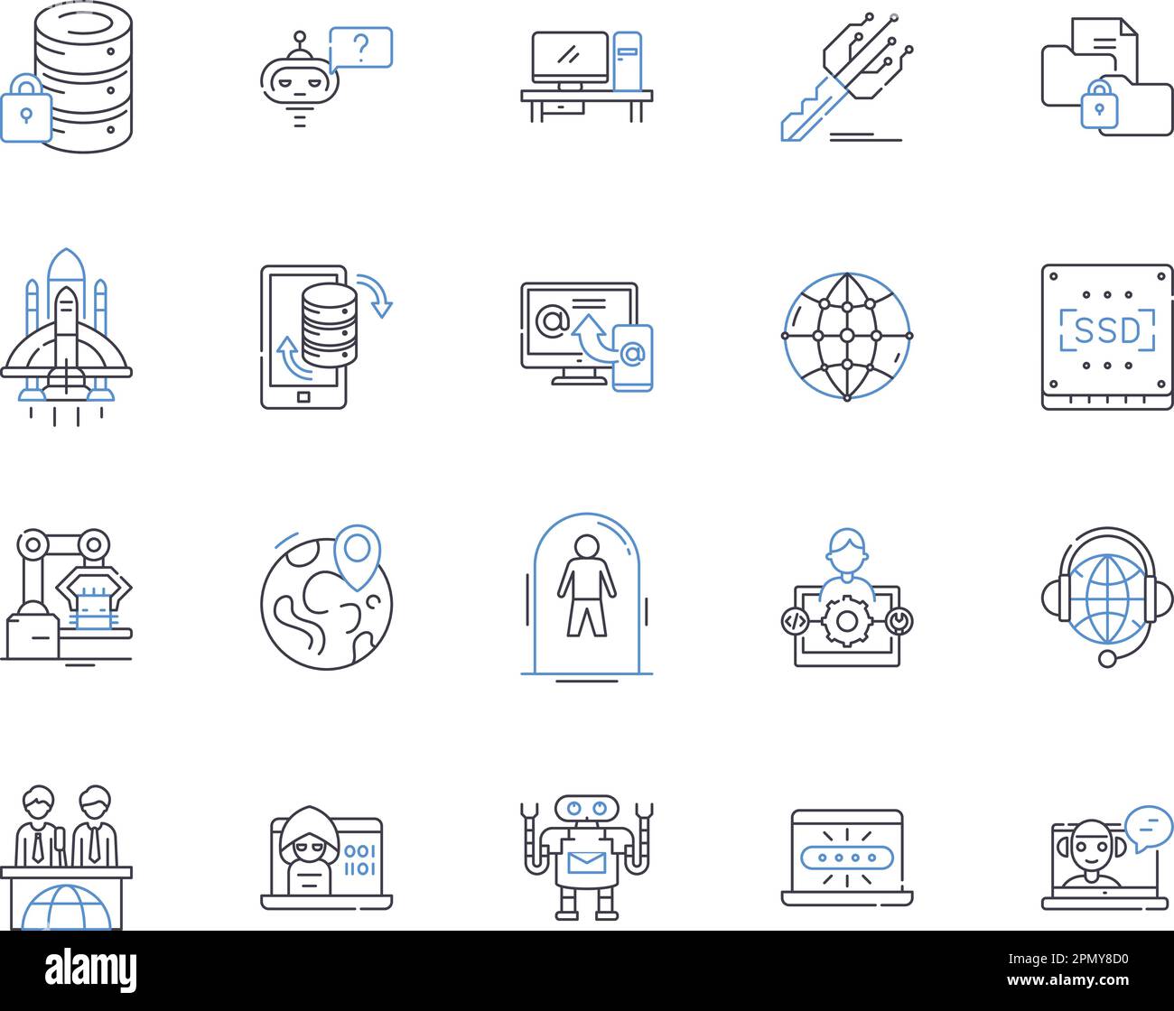 Science and technology outline icons collection. Science, Technology ...