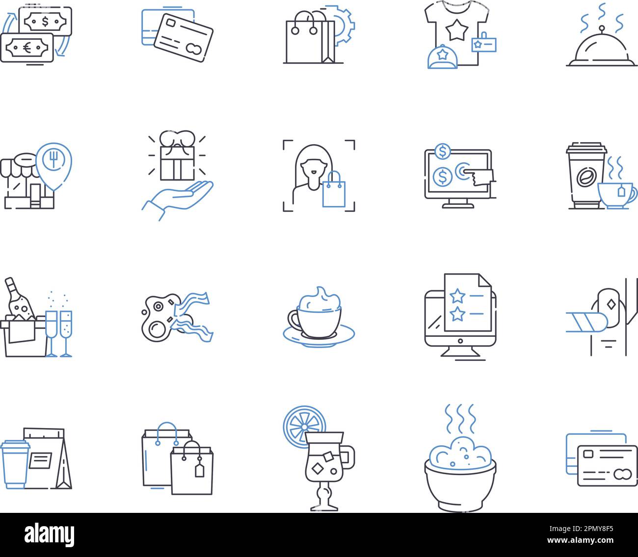 Shop and meal outline icons collection. shop, meal, restaurant, bistro ...