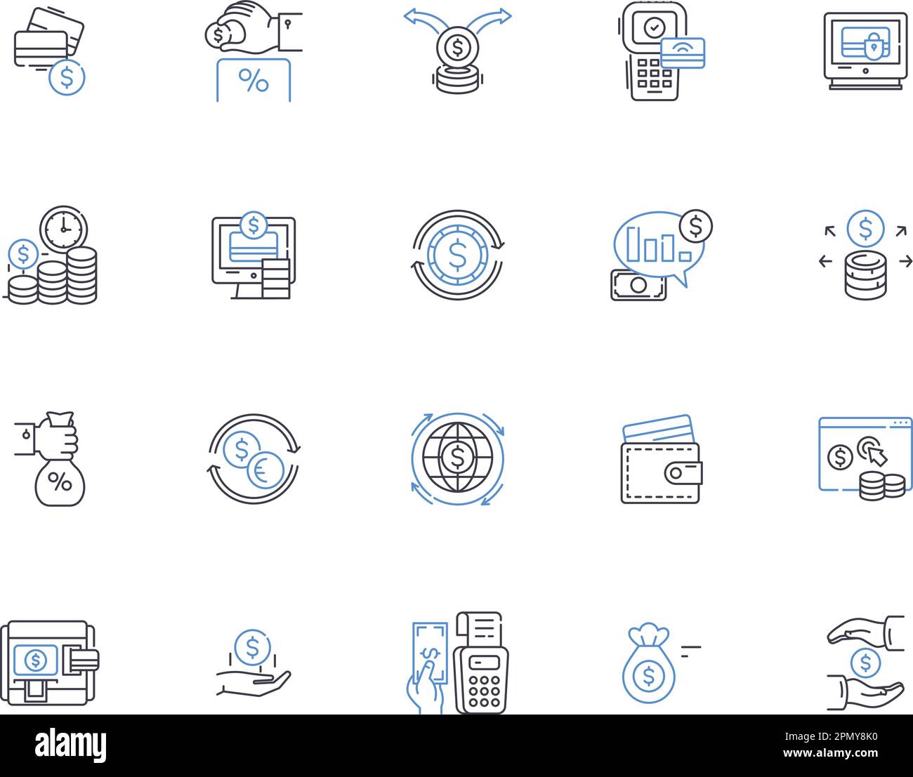 Payment outline icons collection. Fee, Remittance, Tribute, Dues, Spend ...