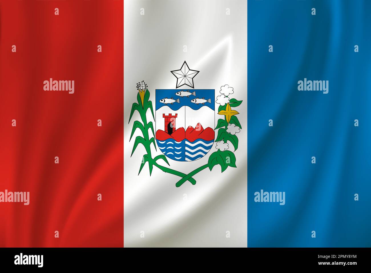 Flag of Alagoas waving in the wind on silk background. State Brazil ...