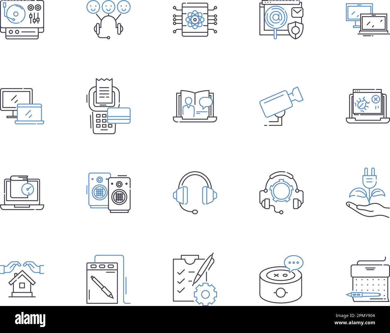 Electronics and high tech outline icons collection. Gadgets, Technology ...