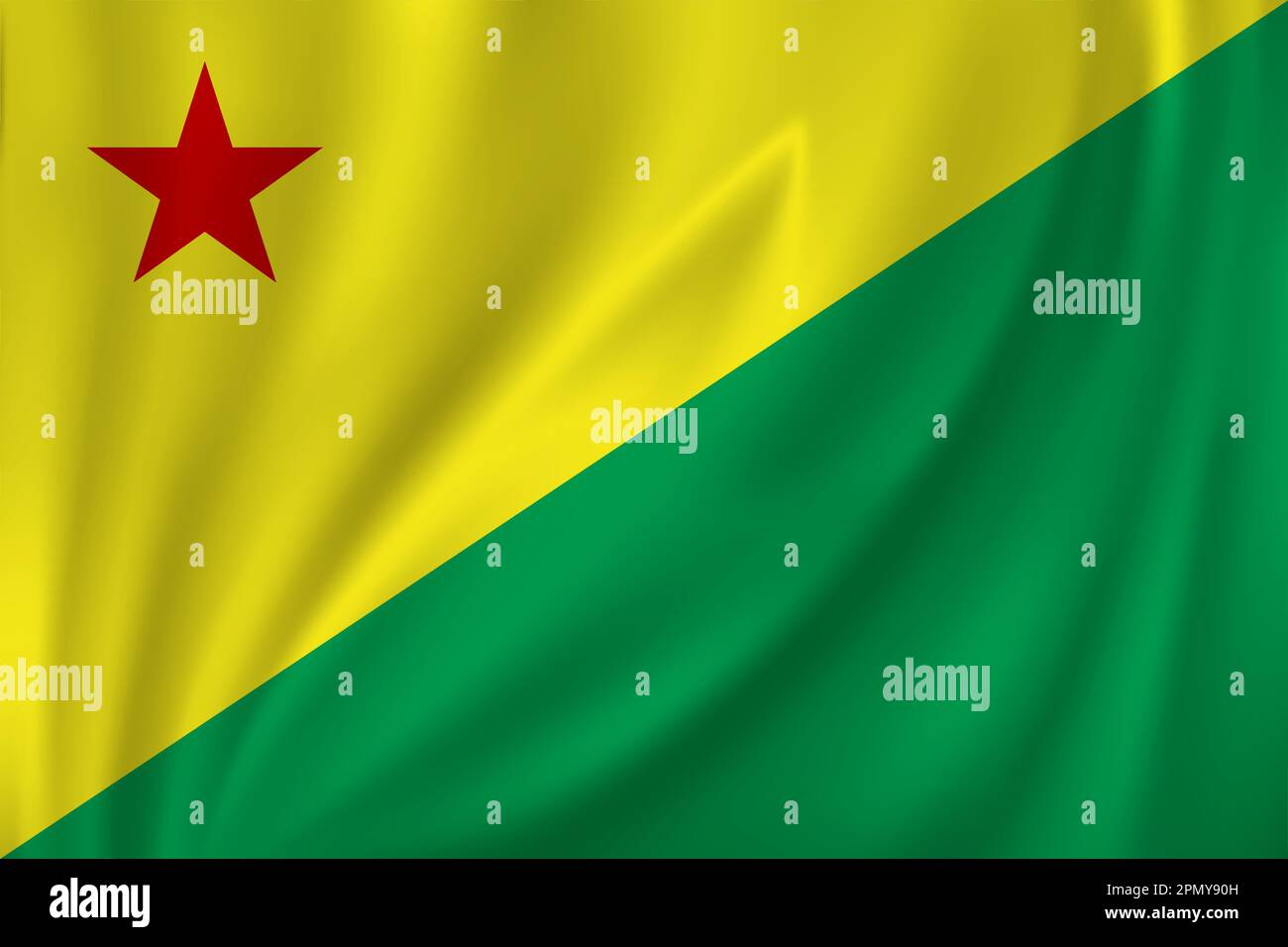 Flag of Acre waving in the wind on silk background. State Brazil Stock ...