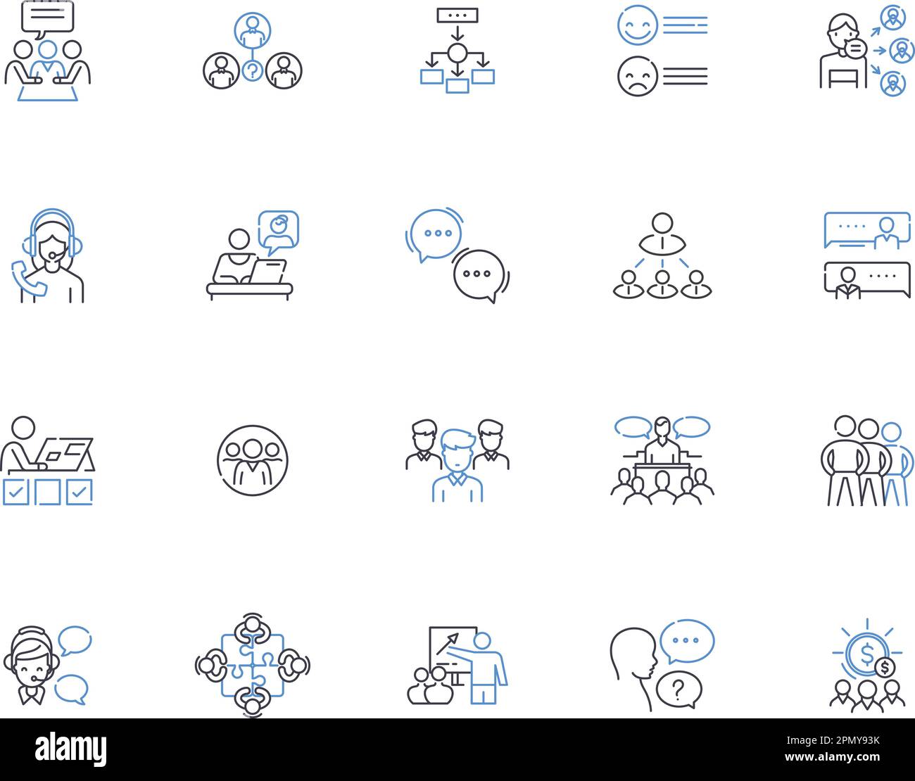 Discussion outline icons collection. Debate, Analyze, Evaluate, Exchange, Assess, Vent ...
