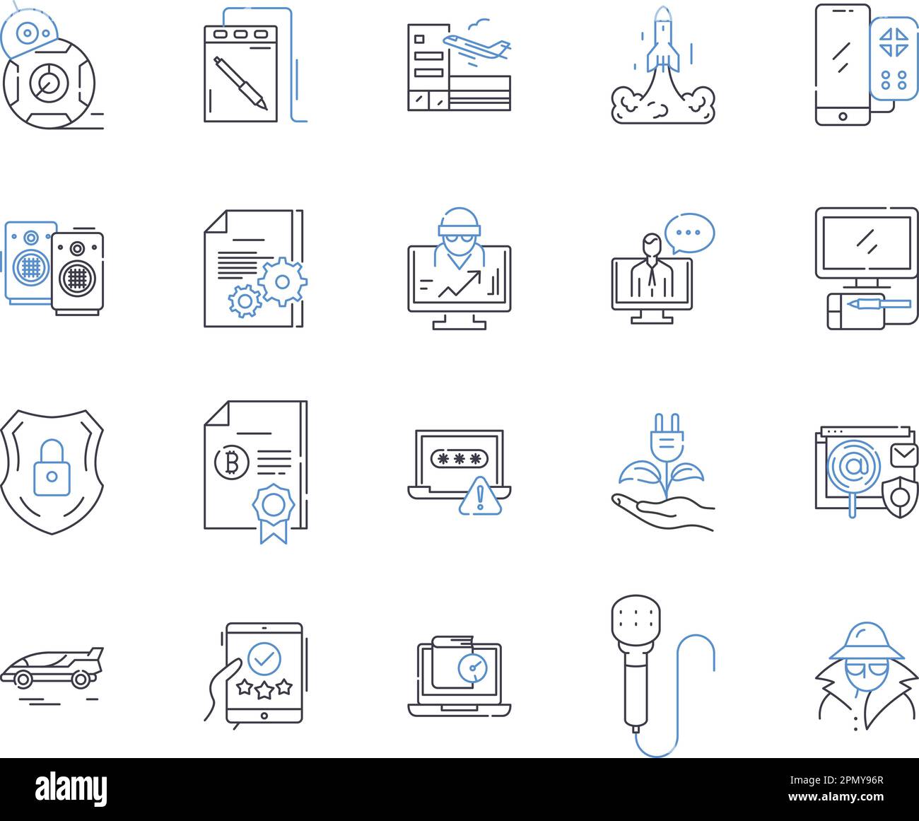 Electronic production outline icons collection. Electronics, Production ...