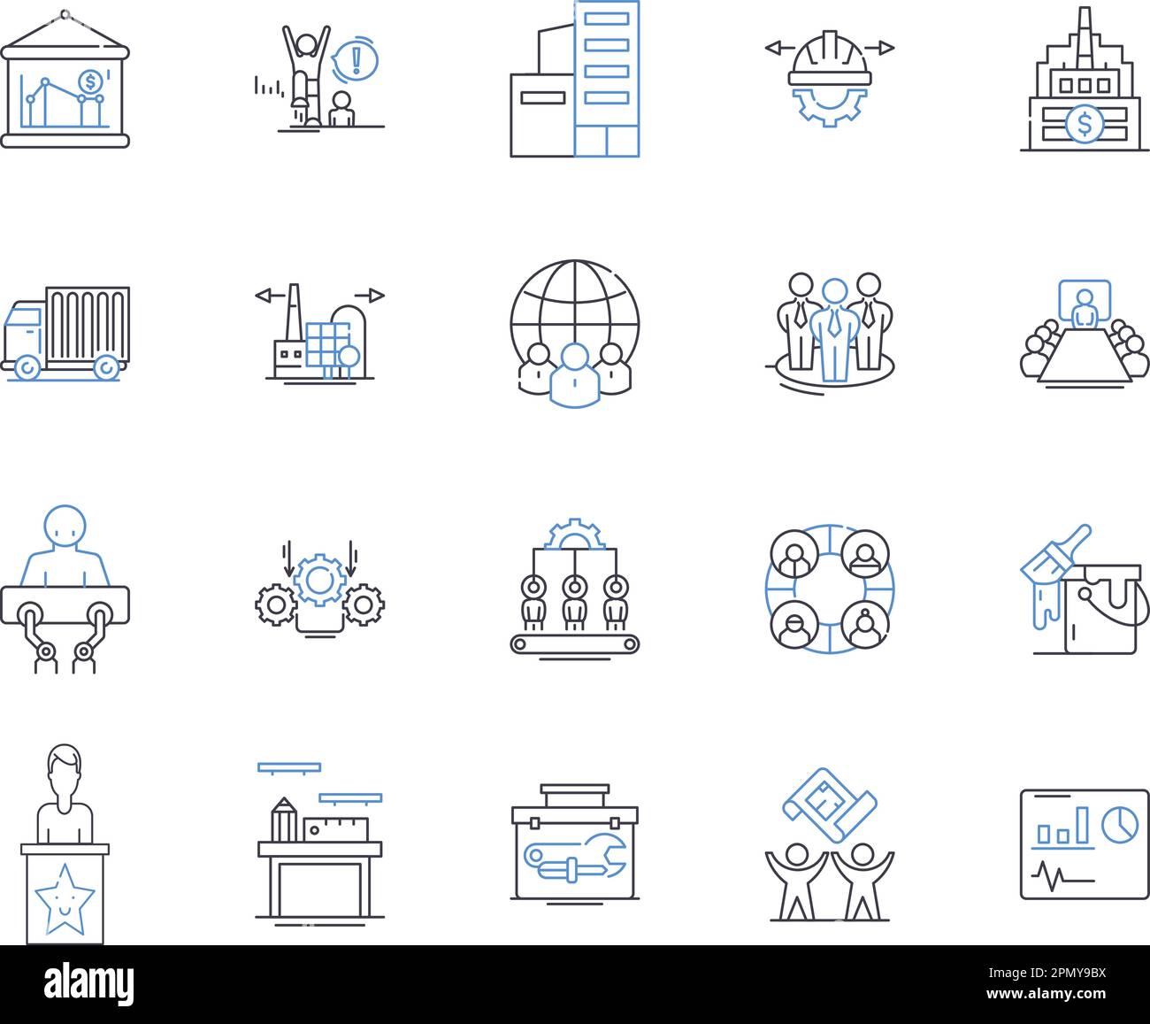 Production enterprise outline icons collection. Enterprise, Production ...
