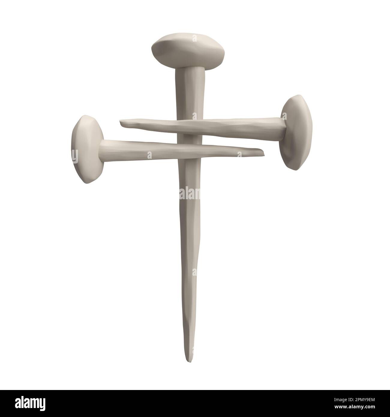 3d nails of Jesus Christ in form of cross. Easter icon rendering ...