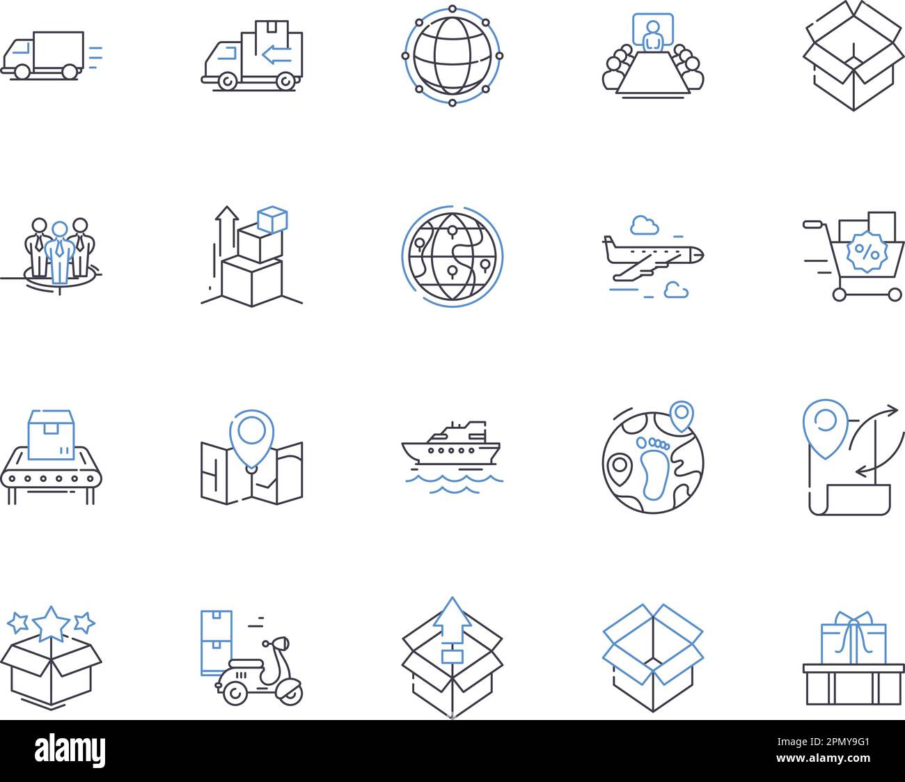 Logistic Management Outline Icons Collection Logistics Management