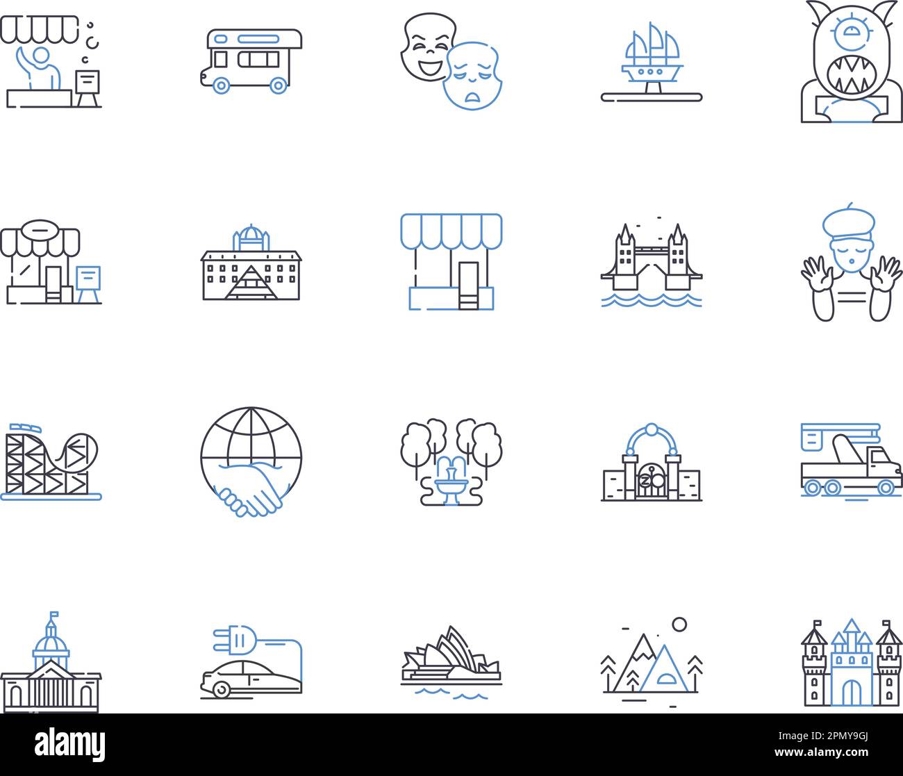 City and shops outline icons collection. City, Shops, Shopping ...