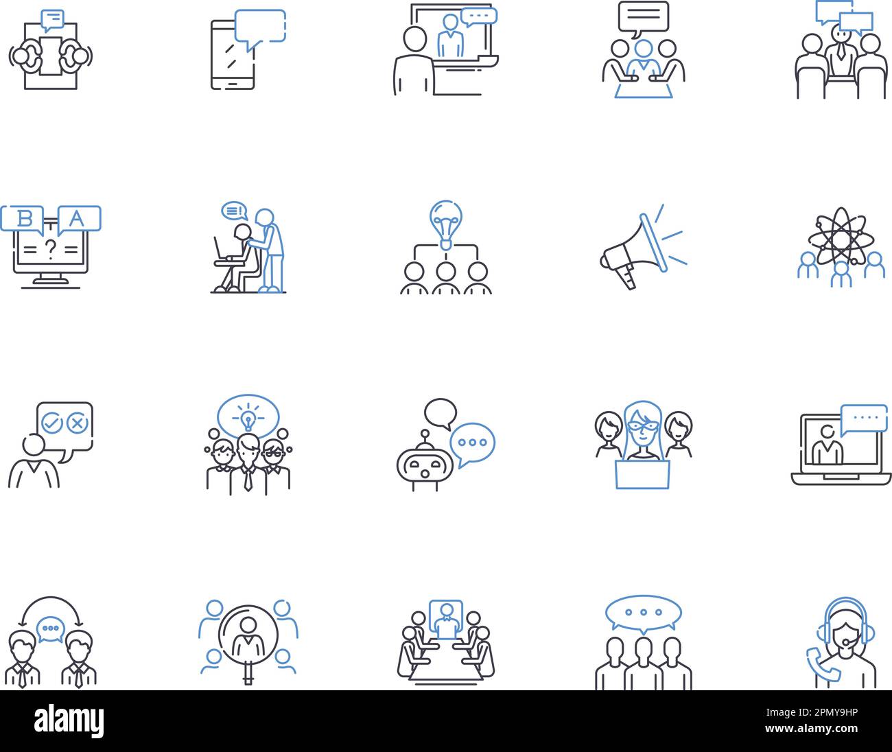 Talking people outline icons collection. Conversing, Chattering ...