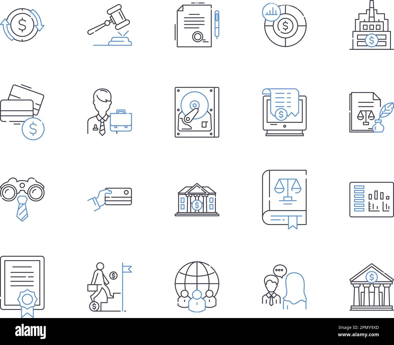 Bank legal outline icons collection. Bank, Legal, Contract, Finance, Law, Issues, Rights vector ...