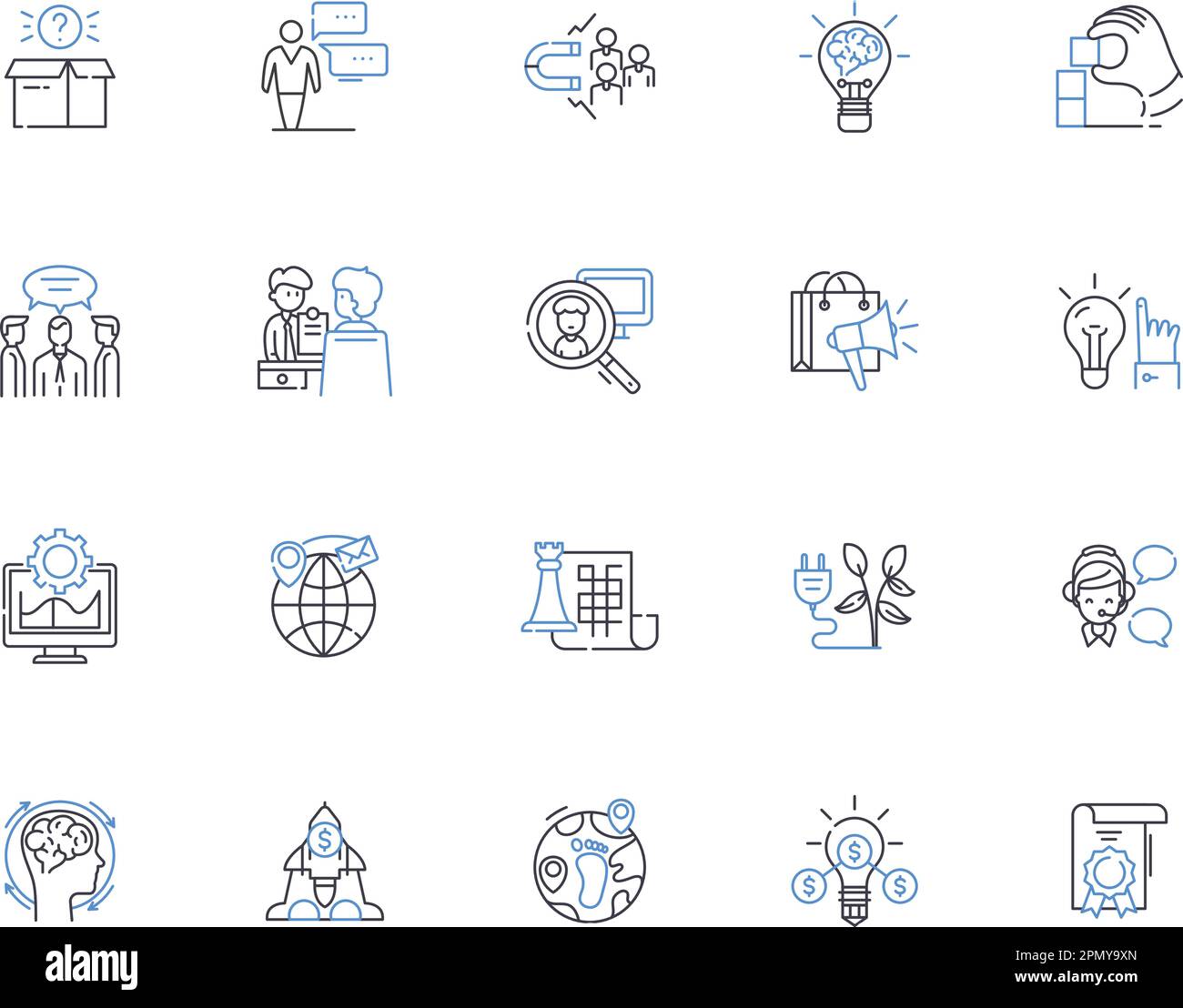 Business idea outline icons collection. Entrepreneurial, Innovation ...