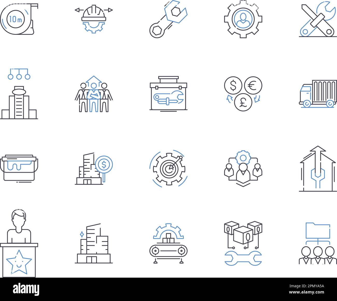 Industrial business outline icons collection. Industry, Business ...