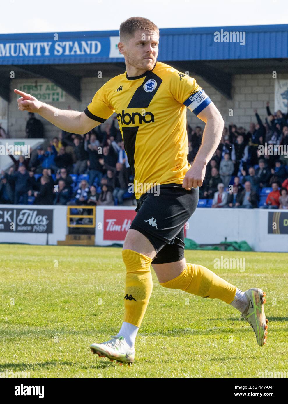 Chester, Cheshire, England, 15th April 2023. Chester captain Declan ...