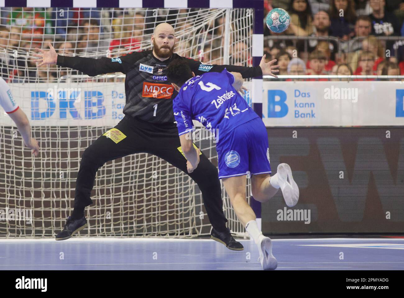 Cologne, Deutschland. 15th Apr, 2023. firo: April 15, 2023, Handball DHB Cup semi-final SC SCM ...