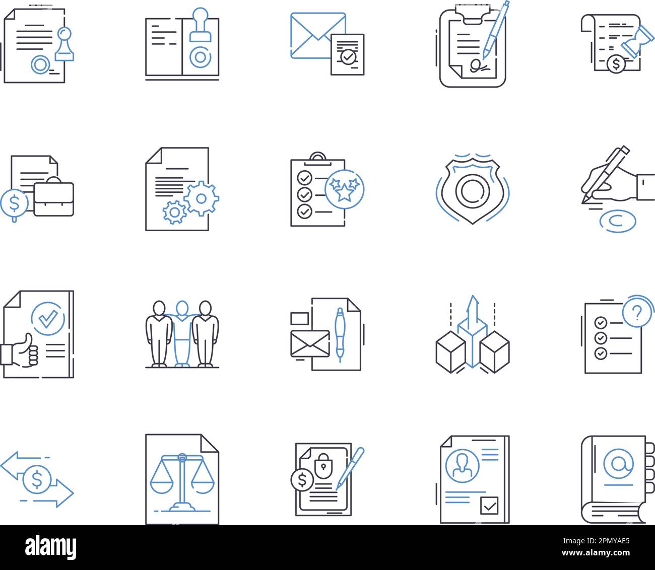 Legal management outline icons collection. Law, Management, Litigation, Compliance, Risk ...