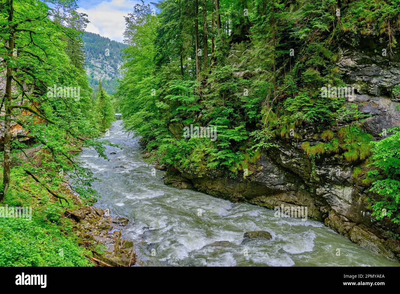 Breitach mountain stream and Breitach gorge, the Breitachklamm is a ...