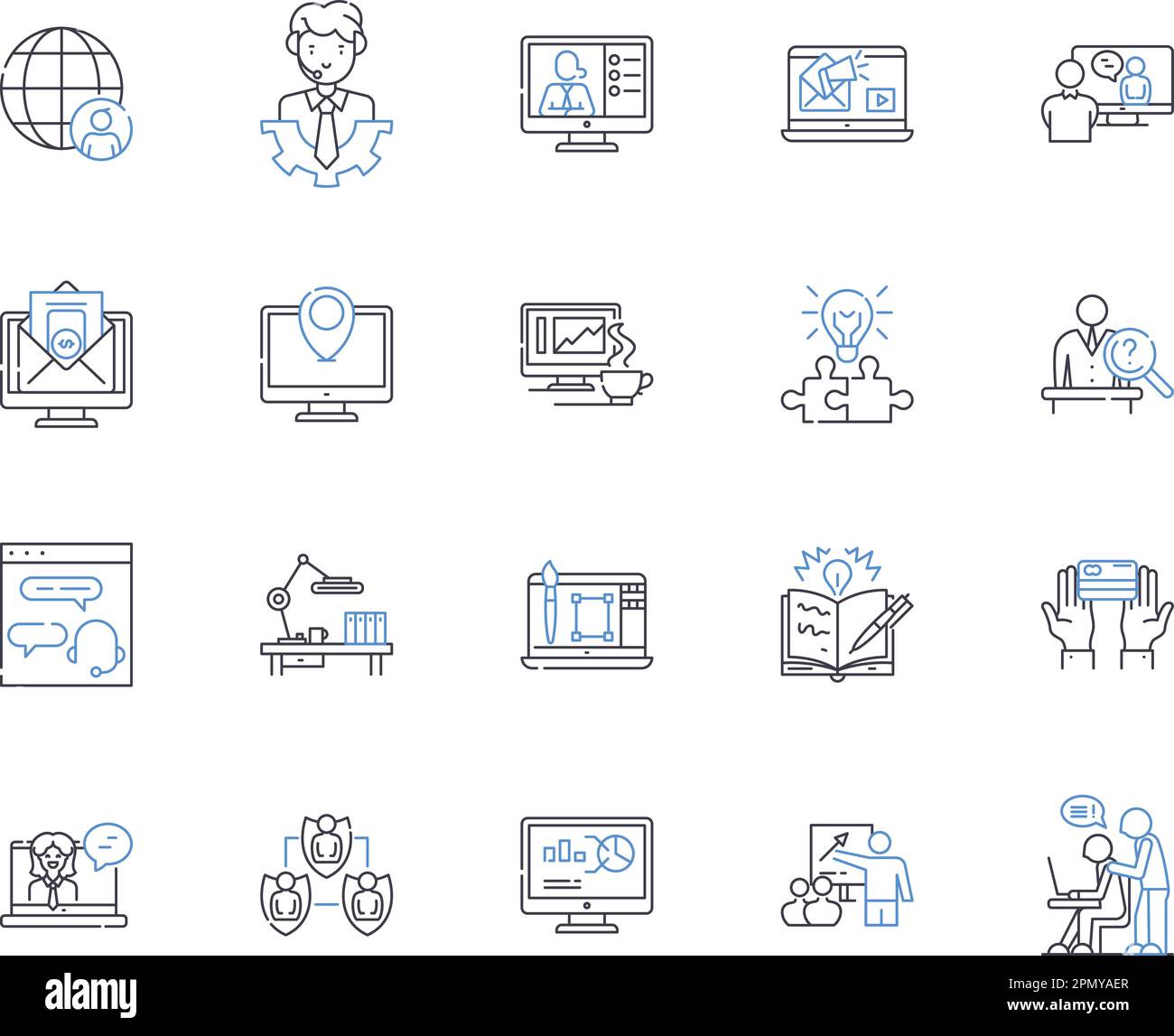 Working Management Outline Icons Collection Workforce Management