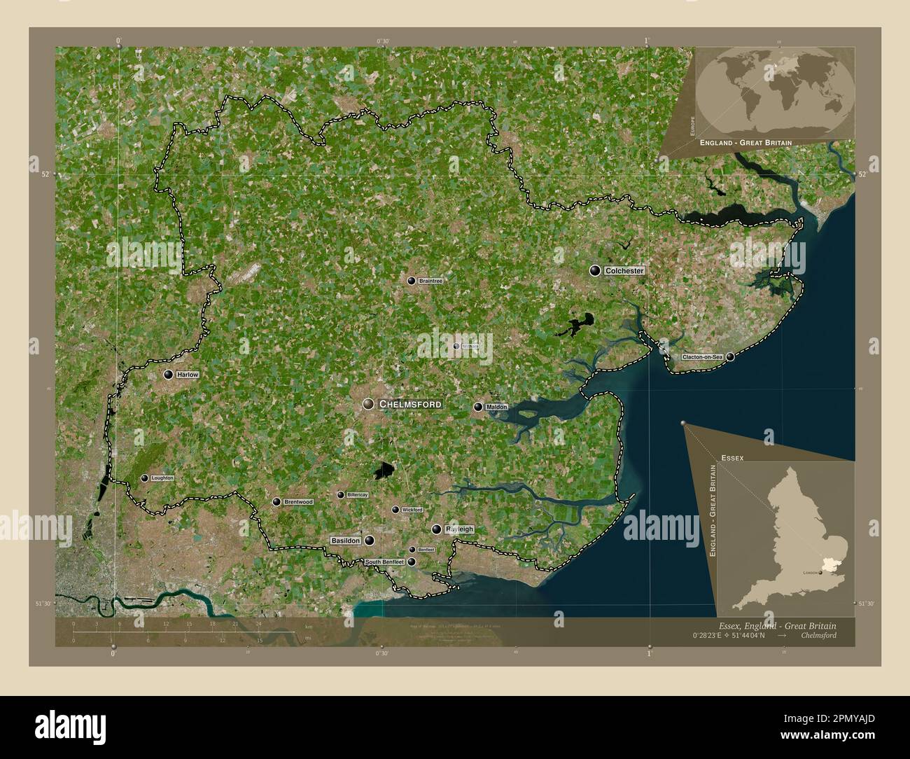 Essex Administrative County Of England Great Britain High Resolution Satellite Map