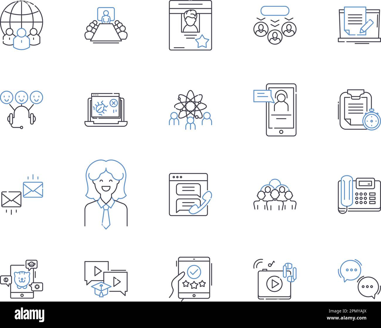 Business community outline icons collection. Business, Community ...