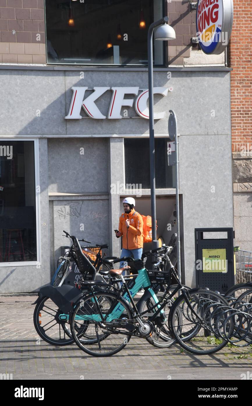 Copenhagen /Denmark/15 April 2023/ KFC fast foor restaurant in danish ...