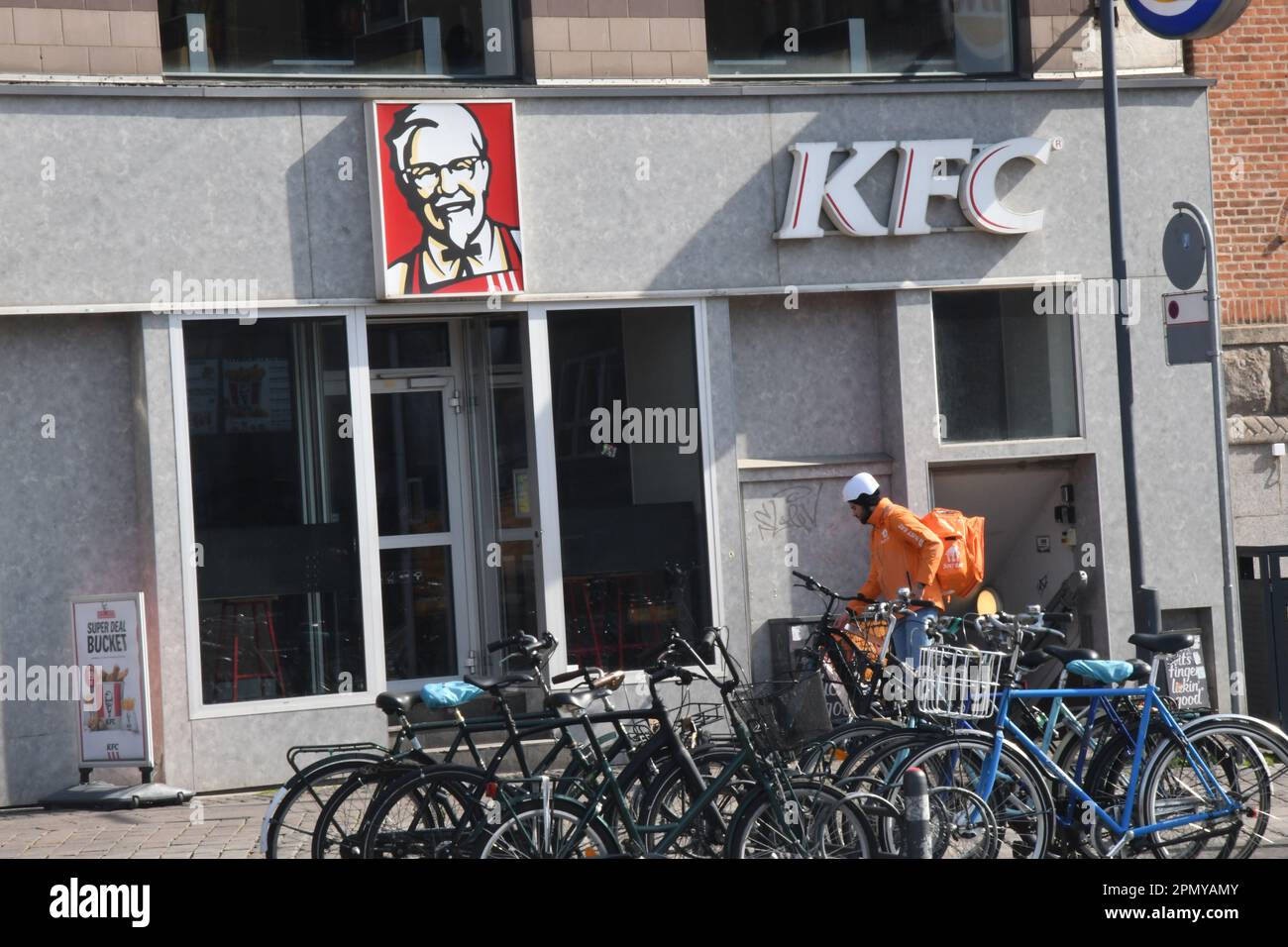 Copenhagen /Denmark/15 April 2023/ KFC fast foor restaurant in danish ...