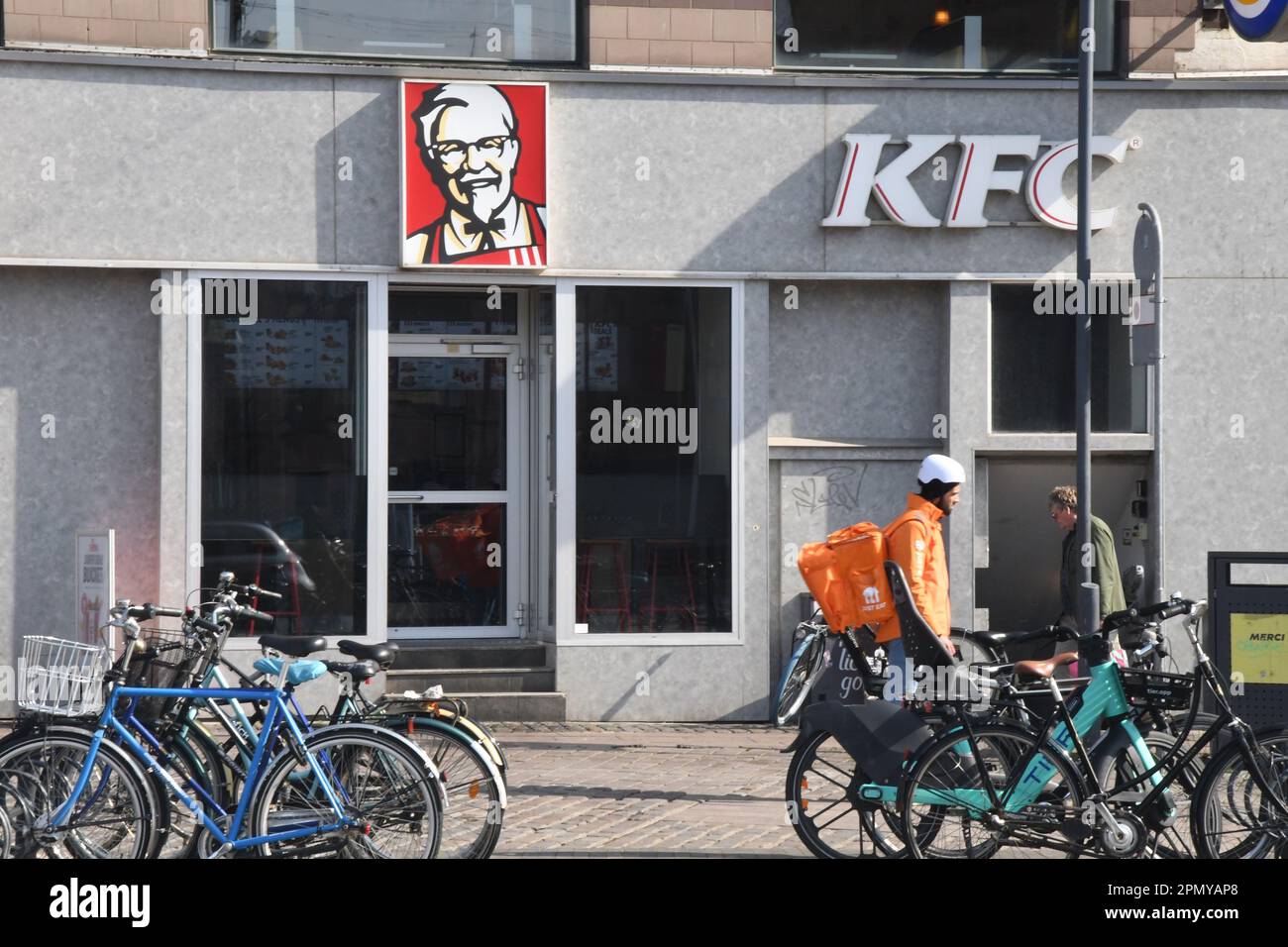 Copenhagen /Denmark/15 April 2023/ KFC fast foor restaurant in danish ...