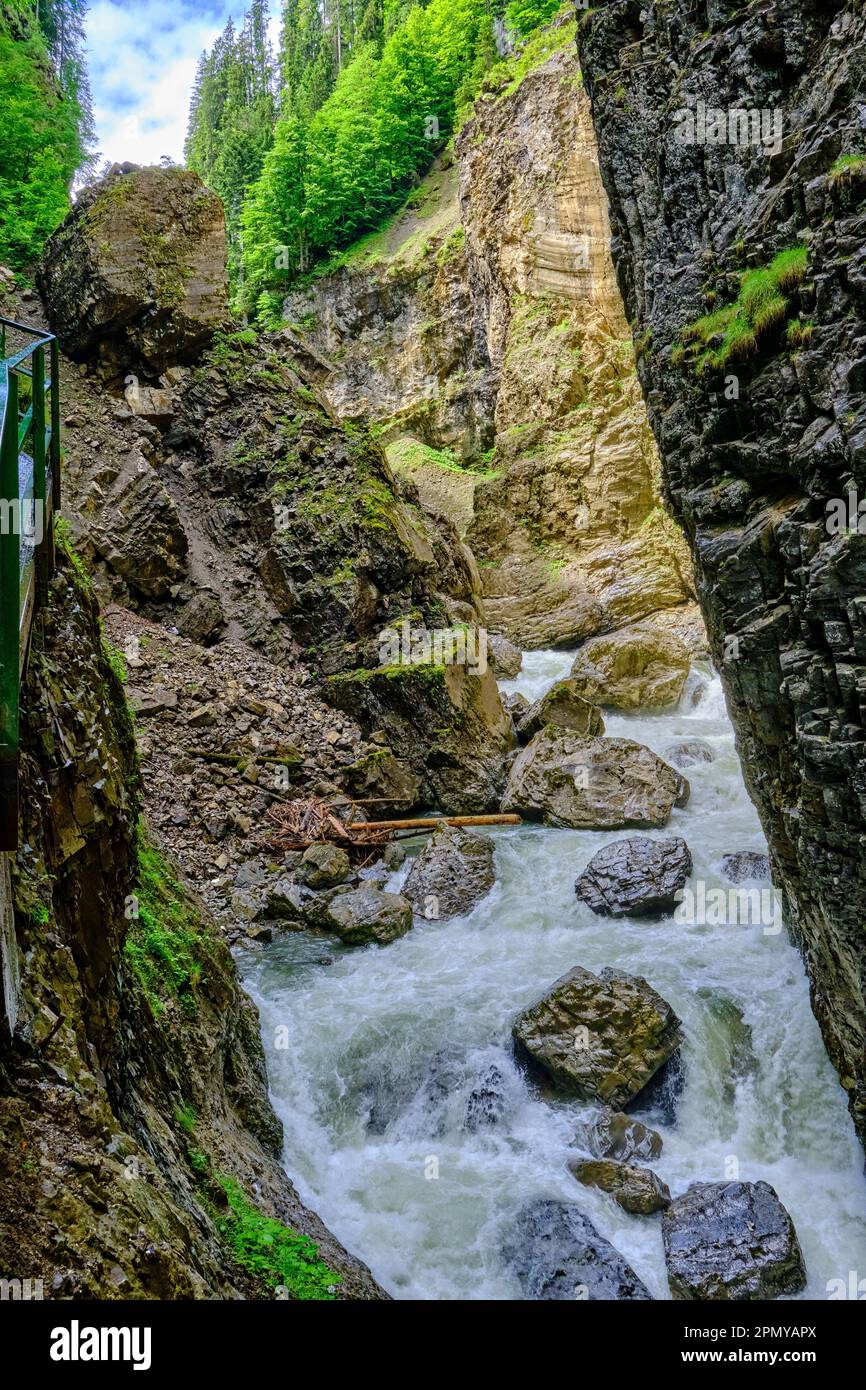 Breitach mountain stream and Breitach gorge, the Breitachklamm is a ...