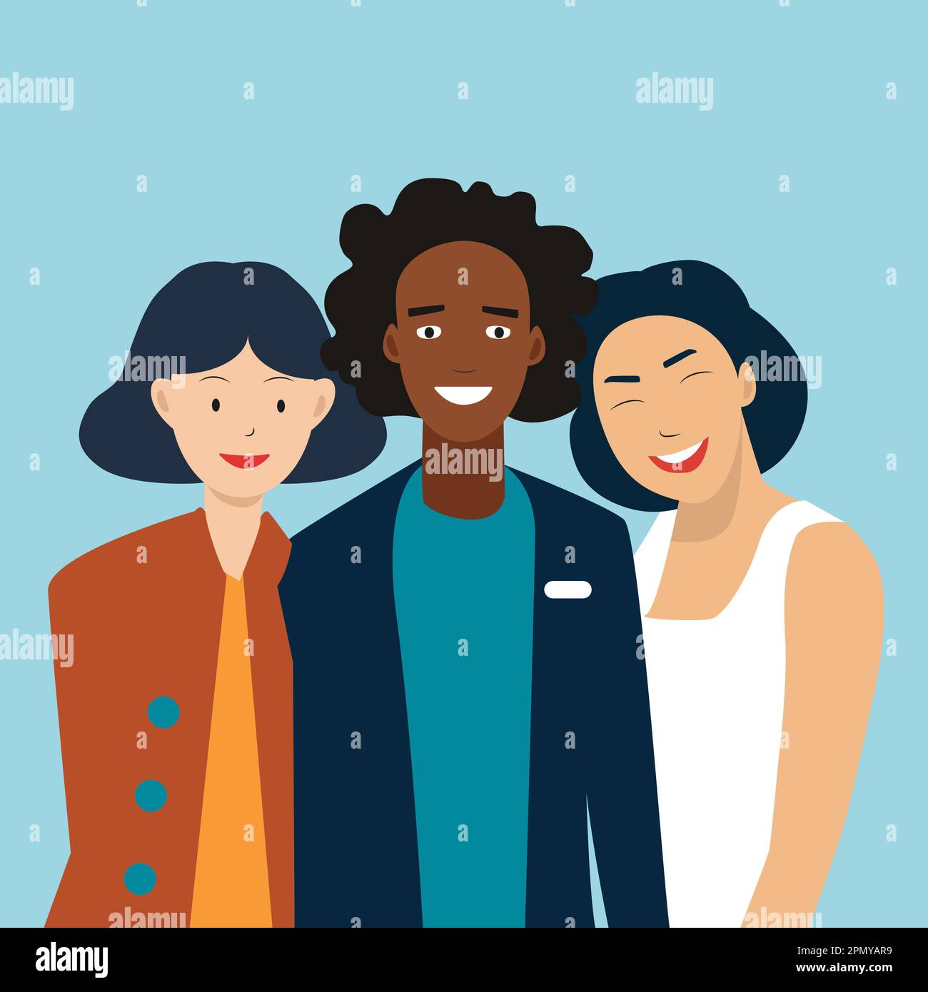 people with different skin color nationalities hug friendly vector flat ...