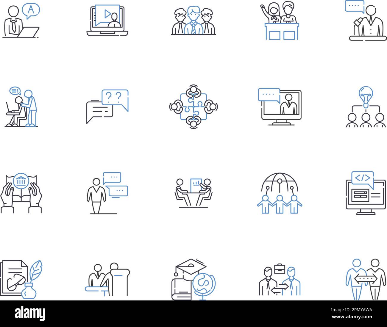 Teaching Line Icons Collection Tutor Instruct Educate Guide Coach Direct Lecture Vector
