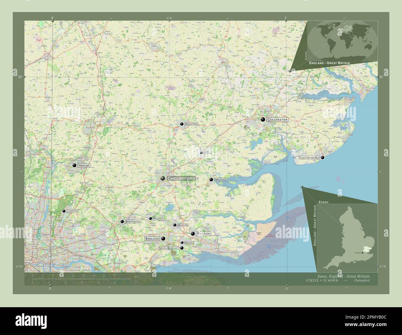 Essex Administrative County Of England Great Britain Open Street Map Locations And Names Of