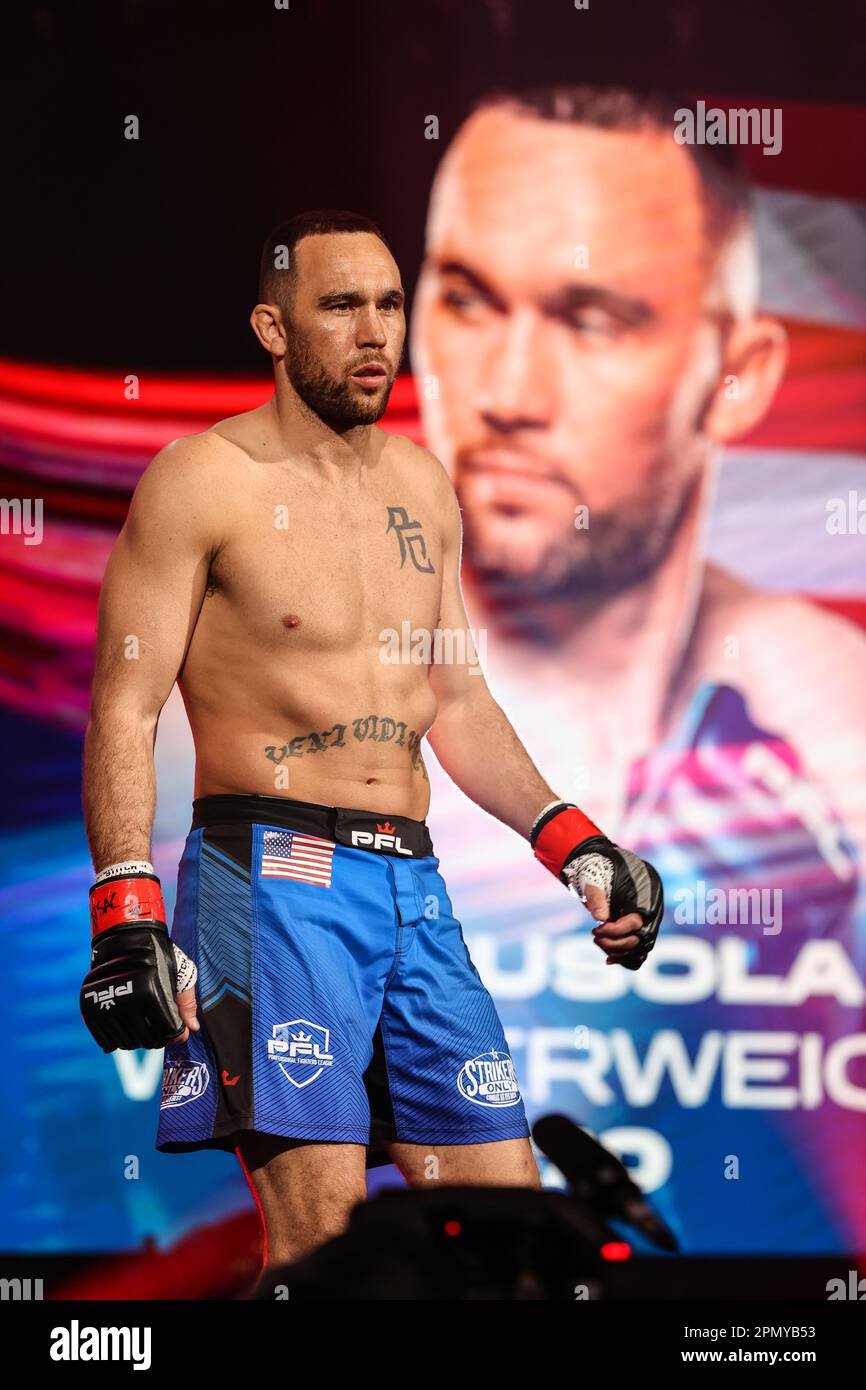 Las Vegas, NV, USA. 14th Apr, 2023. Welterweight Zach Juusola walks ...