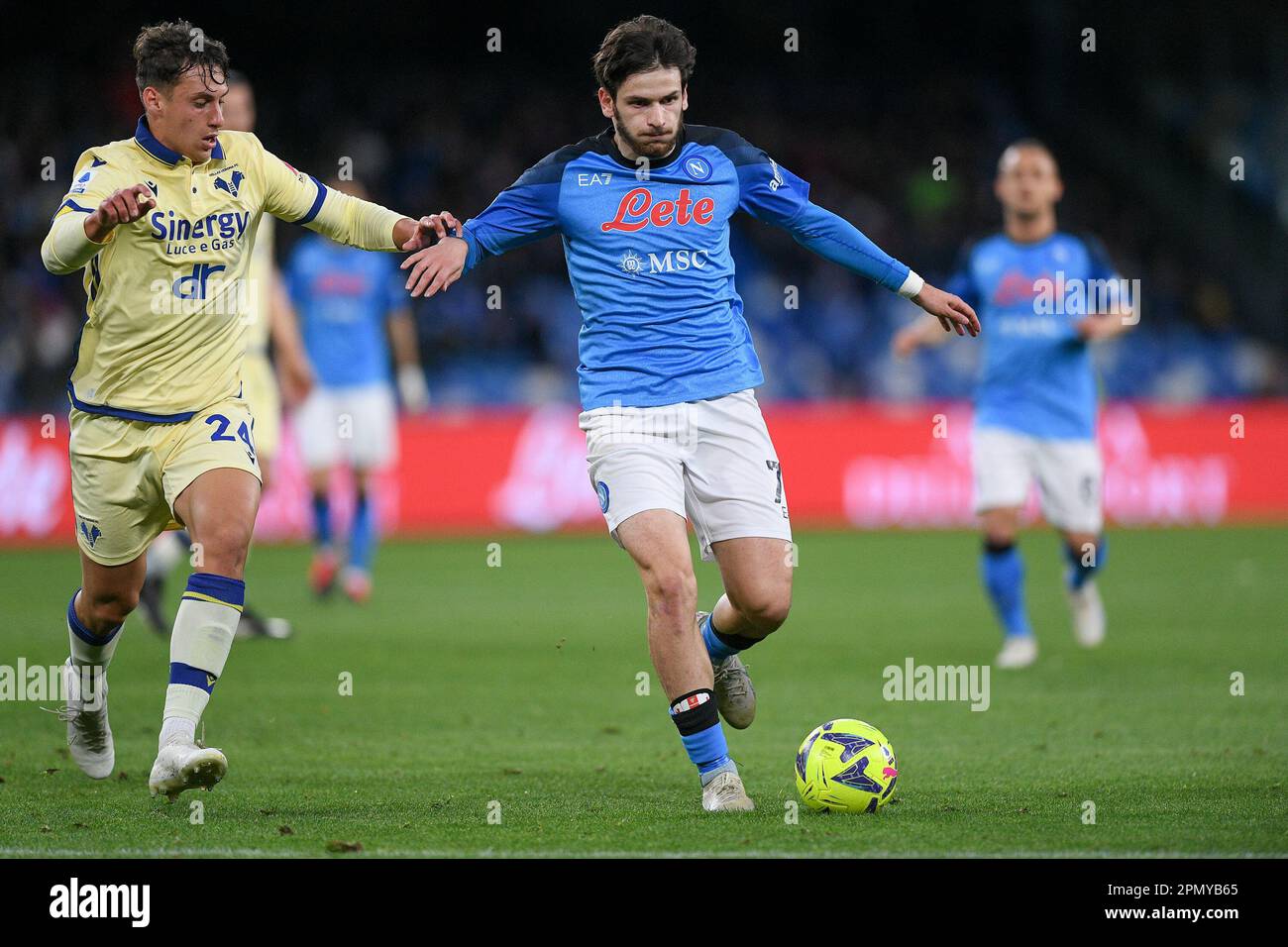 Naples, Italy. 15th Apr, 2023. Khvicha Kvaratskhelia of SSC Napoli and ...