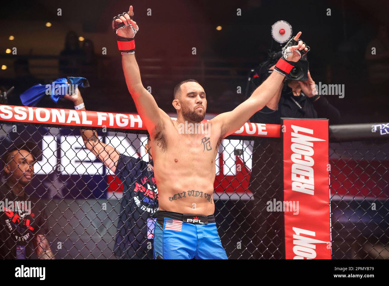 April 14, 2023: Welterweight Zach Juusola inside the PFL SmartCage ...