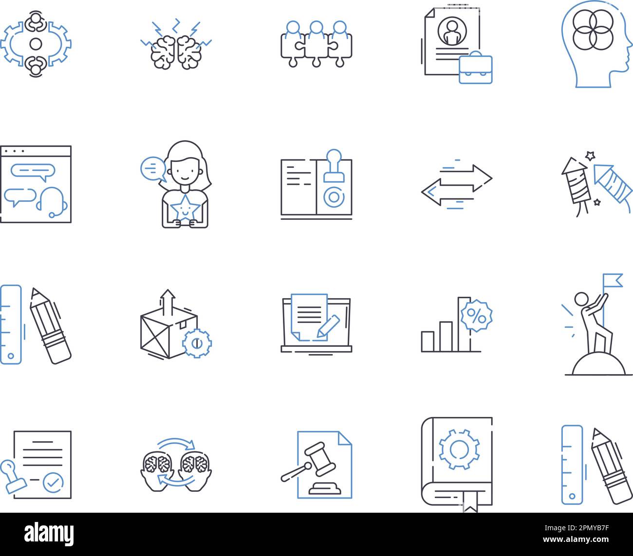 Productiveness outline icons collection. Efficiency, Output, Quality ...