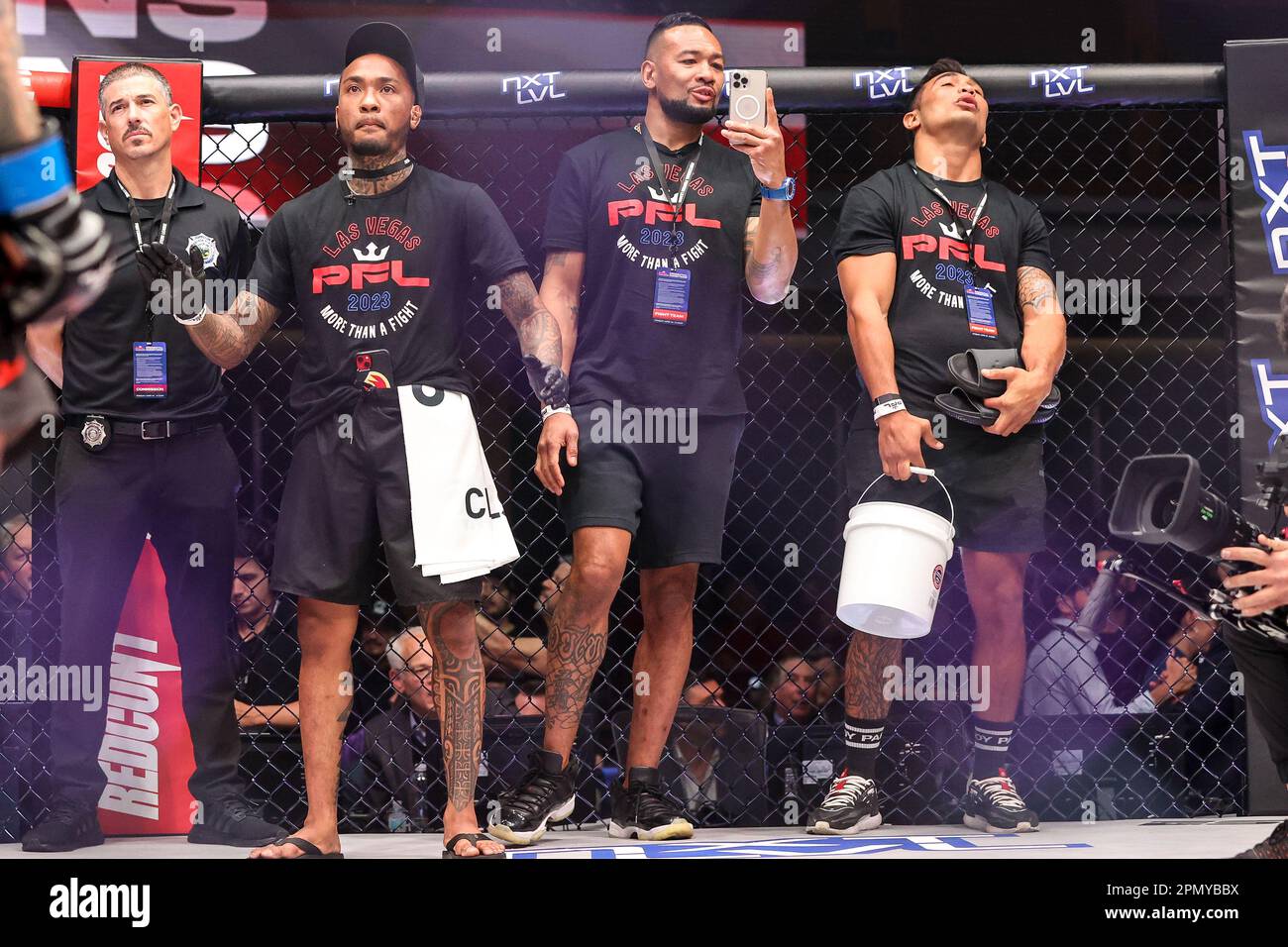 Las Vegas, NV, USA. 14th Apr, 2023. Members of Zach Juusola's team ...