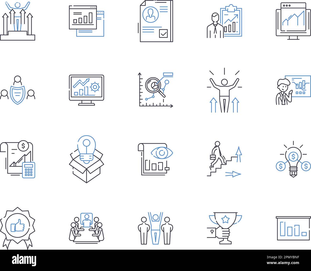 Business metrics outline icons collection. Revenue, Profit, Cost ...